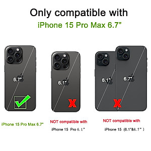 JOYAKI Wallet Case Compatible with iPhone 15 Pro Max(6.7"),Slim Protective case with Card Holder with 1 Screen Protective Glass,Premium PU Leather Kickstand Card Slots Case-Black