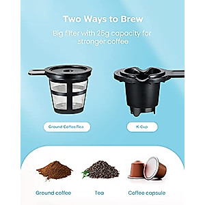 Famiworths Single Serve Coffee Maker for K Cup and Ground Coffee, 6 to 14 Oz Brew Sizes, Fits Travel Mug, Mini One Cup Coffee Maker with Self-cleaning Function, Cyan