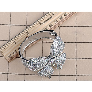 Alilang Womens Silvery Tone Clear Iridescent Rhinestones Big Butterfly Bangle Bracelet