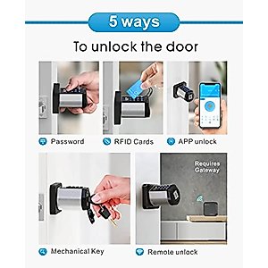 WELOCK Safer Keyless Entry Door Lock Deadbolt, Smart Bluetooth Locks Deadbolt Digital Electric Door Lock with Keypad APP Control IC Card Mechanical Key, Easy to Install