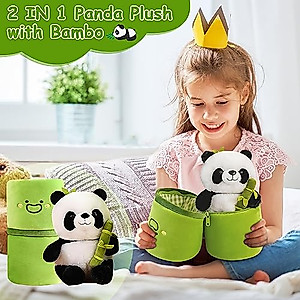 Emoin Panda Stuffed Animals Panda Bamboo Plush Toy 11.8 Inch Bamboo Tube Panda Pillow Stuffed Panda Bear Plushies Panda Doll Gifts for Boys Girls
