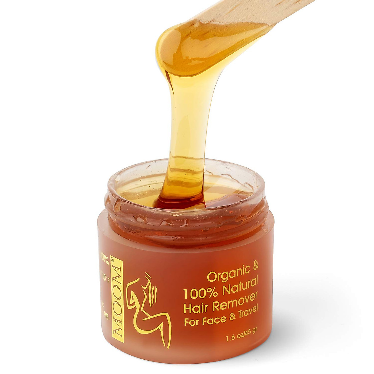 MOOM Organic Travel Wax Kit with Aloe, Tea Tree Oil & Chamomile for Face - Natural Sugar Waxing Glaze with 6 Facial Fabric Strips & 2 Small Wooden Applicator Sticks 1.6 oz. - Facial Wax Kit - 1 Pack