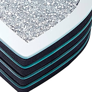 4 Pcs Glass Crystal Coaster,Diamond Mirror Coaster,Silver Luxury Cup Mat,Desktop Advanced Decoration (Heart 4x4in)