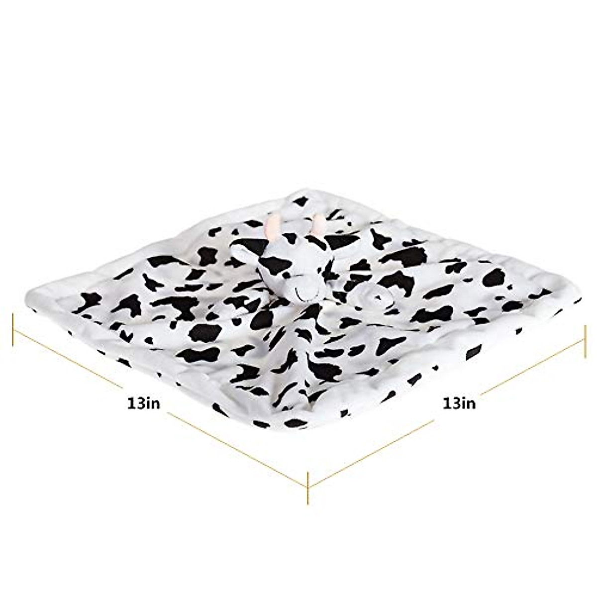 Apricot Lamb Stuffed Animals Cow Security Blanket Infant Nursery Character Blanket Luxury Snuggler Plush Baby Lovey(Cow, 13 Inches)