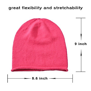 jaxmonoy Winter Cashmere Knit Beanie Hat for Women, Wool Warm Soft Knitted Slouchy Skully Beanie Cap - Rose