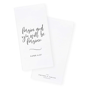 The Cotton & Canvas Co. Forgive and You Will Be Forgiven, Luke 6:37 Scripture, Bible, Religious, Soft and Absorbent Tea Towel, Flour Sack Towel and Dish Cloth