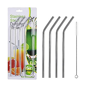 4 Pcs Reusable Metal Drinking Straws 8.5 Inch Stainless Steel Straw 6mm Diameter Wide -Compatible with 20oz Yeti Tumblers Eco-Friendly Washable non-plastic or glass - UNbreakable