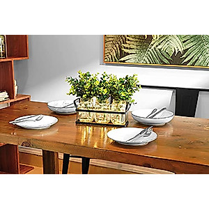 Dahey Lights Mason Jar Centerpiece Table Centerpieces for Dining Room Farmhouse Kitchen Decor Rustic Metal Tray with 3 Artificial Plant Table Decorations for Coffee Dining Living Kitchen Room