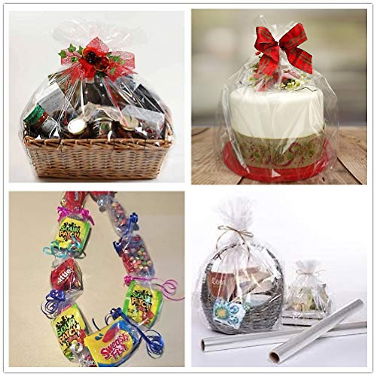 iLovepaper Clear Cellophane Wrap Roll 33''x115Ft, 3 Mil Thick Clear Cellophane Wrapping Paper|Christmas Wrap Roll|Cellophane Roll | Cellophane Wrap for Christmas Halloween Gifts, Baskets, Flowers