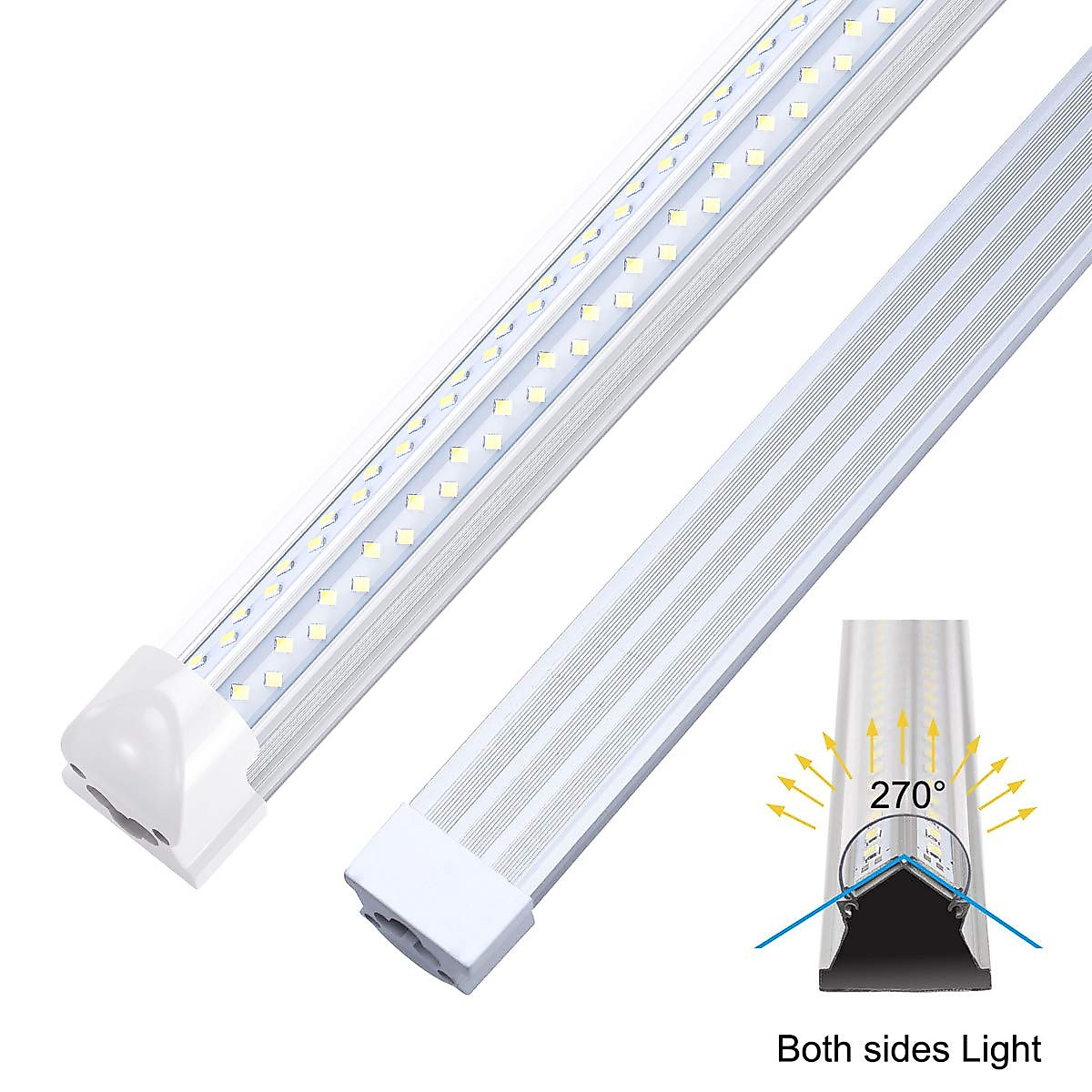 SOMLIGHT 8FT Led Shop Lights,Linkable LED Tube Light Fixture, 120W 14400LM 4 Rows LED, V Shape, Fluorescent Tubes Lights Replacements for Garage Warehouse, Plug and Play,(12-Pack)