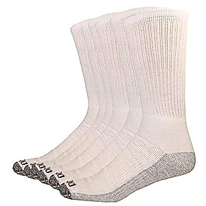 Dickies Genuine Men's 5-pair Crew Style Work Socks - White with Grey (6-12)