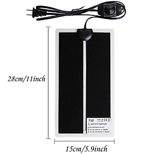 XIEHUZA Reptile Heating Mat with Temperature Adjustment, Waterproof Reptile Heat Pad Under Tank Terrarium Heater for Amphibians, Small Animals, Seeding (7W 11 x 5.9 in)