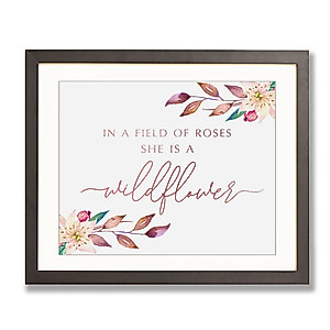 In A Field Of Roses, She Is A Wildflower, Girl Room Wall Decor, Floral Flowers Print, Child Art, Nursery Print, Wildflower Decor, Unframed (8X10 INCH)