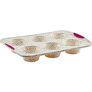 Trudeau Structure White Confetti Reinforced 6 Cup Jumbo Muffin Pan Silicone Bakeware