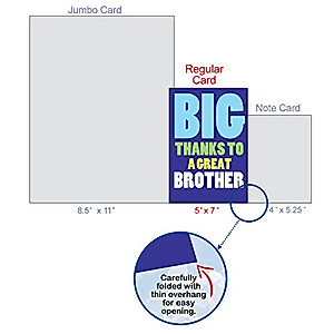 NobleWorks - 1 Thank You Card for Brother - Gratitude and Thanks for Sibling, Stationery Greeting - Great Brother C3238BXG