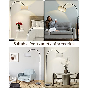 GKTG Floor Lamps for Living Room, Arc Floor Lamp with Remote Control, Stepless Dimmable 9W LED Bulb Included, Adjustable Gooseneck Modern Tall Floor Lamp, Standing Lamp for Living Room Bedroom