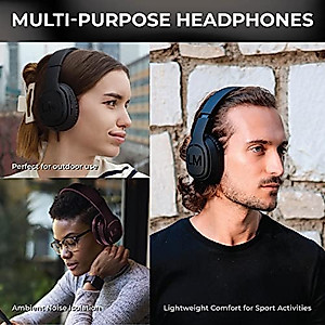 Bluetooth Wireless Headphones Over-Ear, Louise&Mann Bluetooth Headphones Foldable, Wired & Wireless Headset with Built-in Mic, Huge Playtime, Soft Foam Earmuffs and Carry Case for Cell Phones, PC, TV