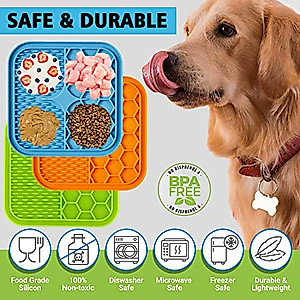 Kwispel Lick Mat for Dogs, Dog Lick Mat with Suction Cups for Anxiety, Peanut Butter Dog Licking Mat Slow Feeder Dispensing Treater Lick Pad for Dogs Cats Grooming Bathing and Training (Small Blue)