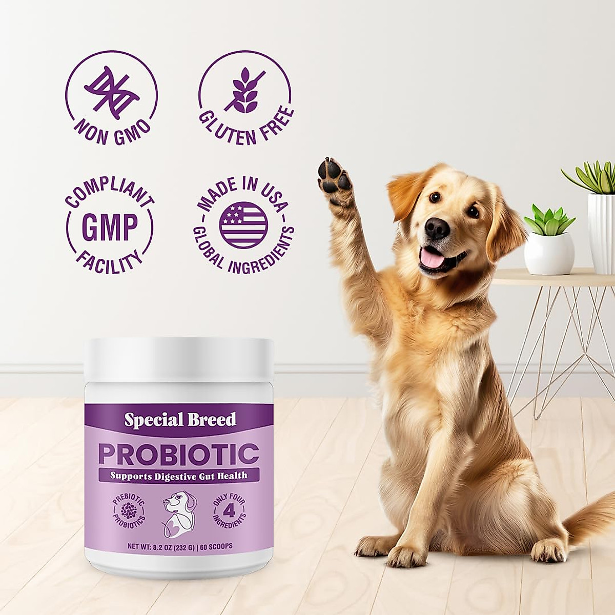 Special Breed Probiotic Powder for Dogs - Probiotics Digestive Supplement with Bone Broth for Your Dog, Supports Healthy Pet Digestion, 8.2 oz