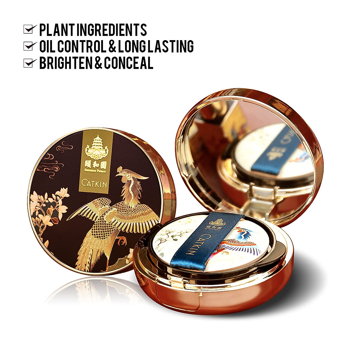 Catkin 3Pcs Makeup Set Includes BB Cream Air Cushion Foundation C02, Matte Lipstick CO157 and Cheek Blush C02