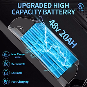 Ridstar 1000W 30MPH Fat Tire Electric Motorcycle with Removable 48V20Ah Battery and Full Suspension