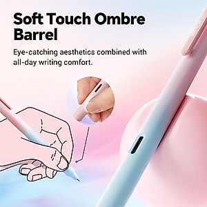 WRITECH Retractable Gel Ink Pens: 8ct Black Ink 0.5mm Fine Point Tip Pen Comfort Grip Smooth Writing with Aesthetic Gradient Color Barrel for Journaling Note Taking Sketching No Bleed & Smear