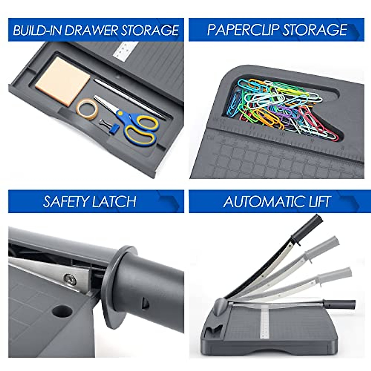 MROCO Paper Cutter 12" Cut Length Paper Trimmer, Guillotine Paper Trimmer with 12 Sheet Capacity Paper Slicer with Drawer Storage, Heavy Duty Guillotine Paper Cutters and Trimmers for Cardstock