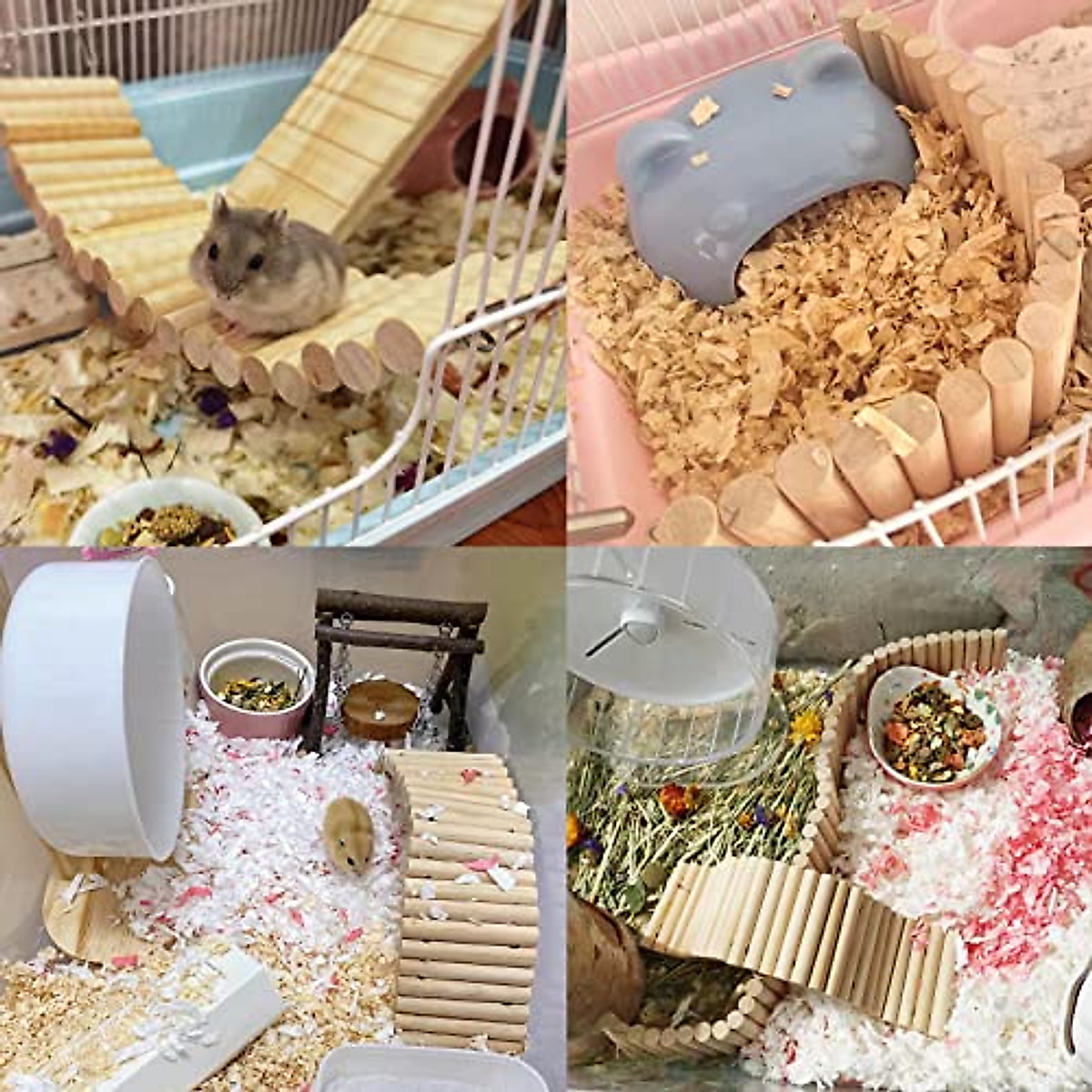 Hamster Bridge Suspension Ladder Rat Rainbow Long Bridge Wooden Climbing Ladder Bridge Chew Toys for Dwarf Syrian Hamster Mice Mouse Gerbils(2 PCS)