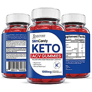 Justified Laboratories (2 Pack) Slim Candy Keto ACV Gummies 1000MG with Pomegranate Juice Beet Root B12 120 Gummys