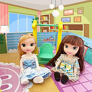 JING SHOW BUSSINESS 5 Sets Doll Clothes for 6 inch Mini Doll ，Include 5 Pieces Girl Mini Dolls, 5 Sets Handmade Doll Clothes and 5 Pairs of Doll Shoes