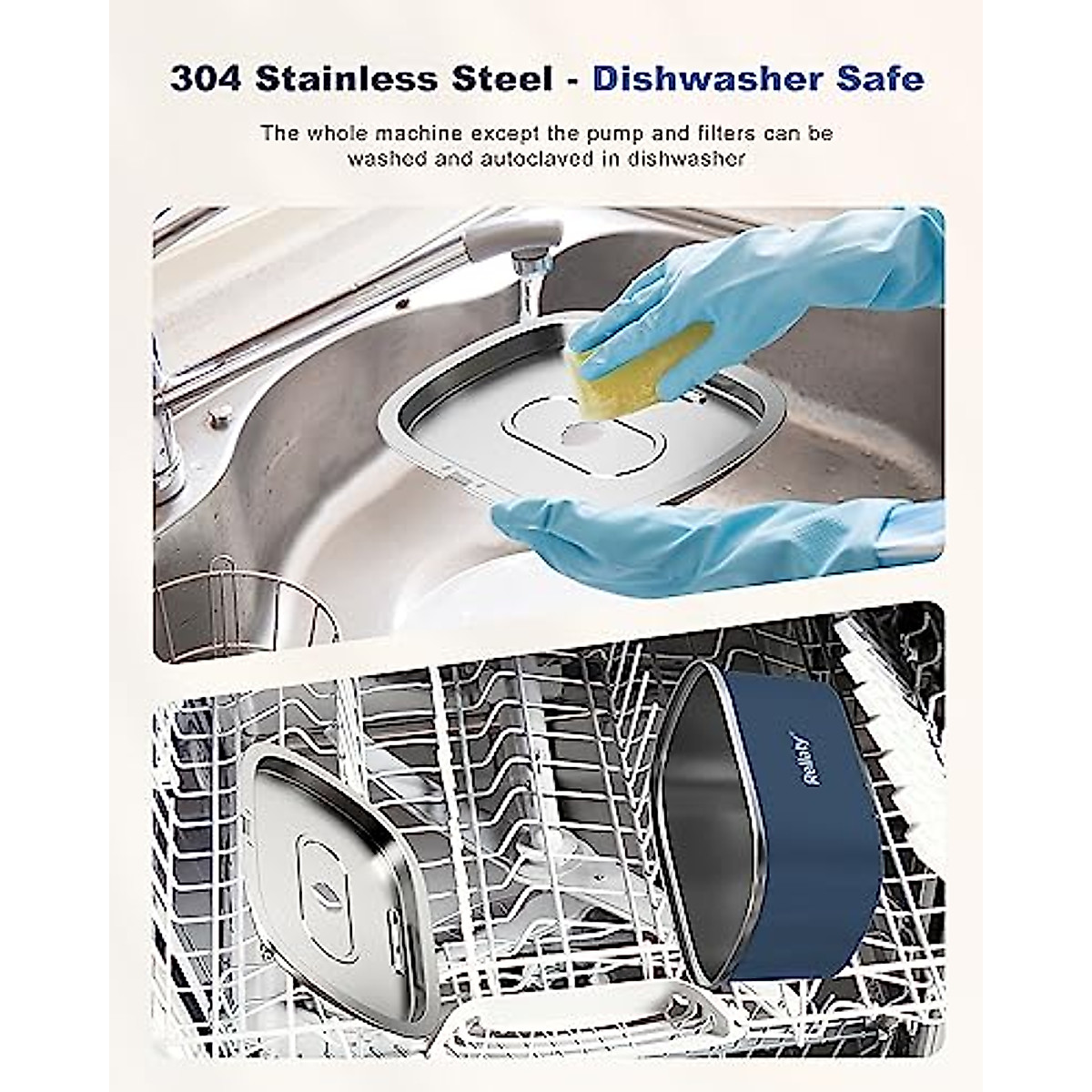 Cat Water Fountain Stainless Steel: 3.2L/108oz Pet Fountain Water Bowl Automatic Drinking Dispenser Cat Feeding & Watering Supplies, Ultra-Quiet Pump & Replacement Filter for Cats Inside(Navy)