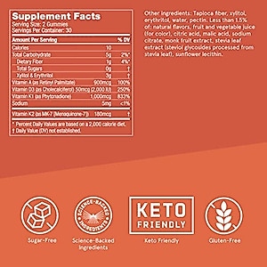 Bulletproof Sugar-Free Orange Strawberry Vitamins A+D+K Gummies, 60 Count, Keto Supplement for Heart, Bone and Immune Support
