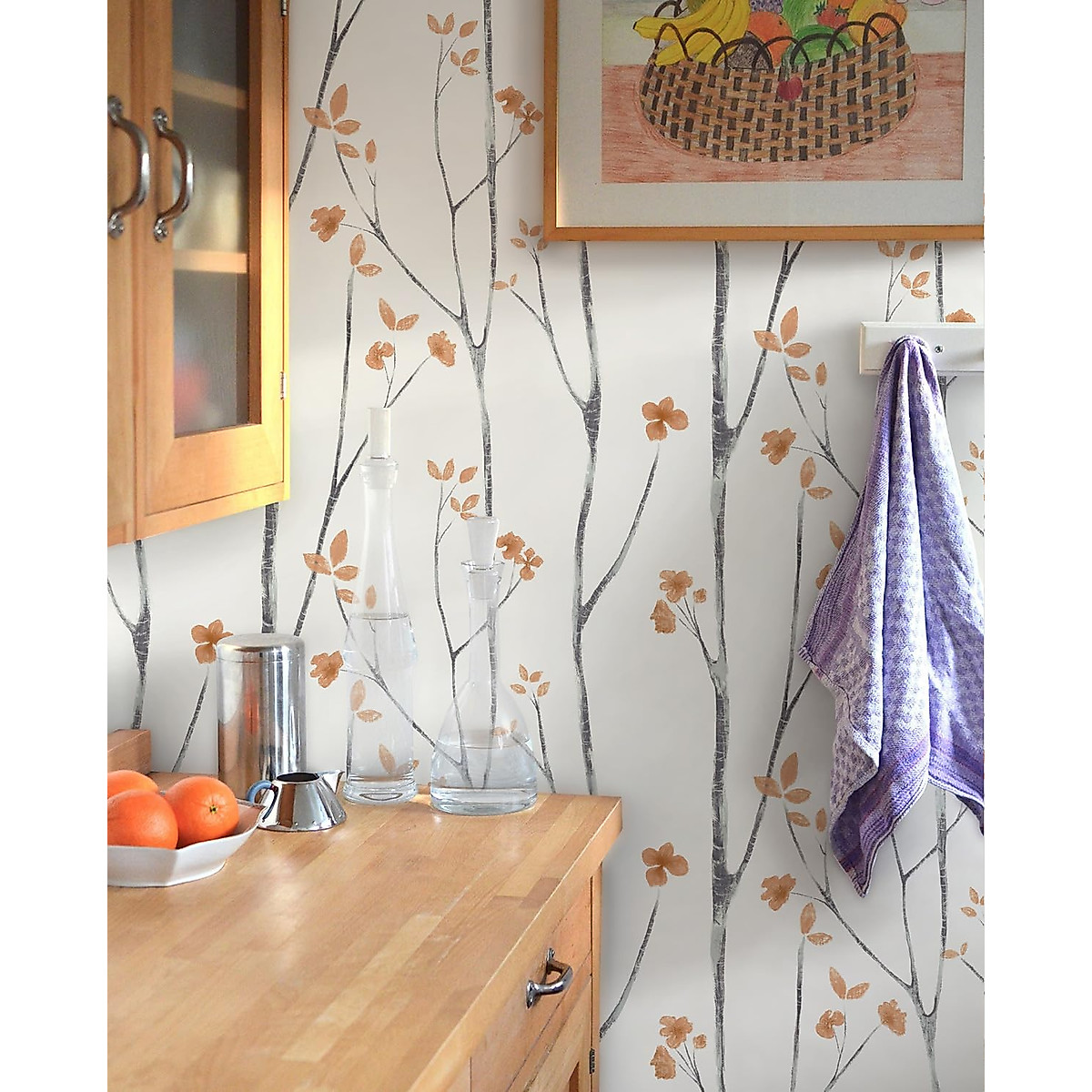 Timeet Peel and Stick Wallpaper Boho Floral Wallpaper Tree Contact Paper Removable Wallpaper 16.14"x118.11" Self Adhesive Wallpaper for Walls Covering Vinyl Roll
