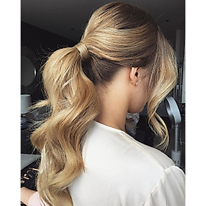 Mia Beauty Tonytail Ponytail Wrap Hair Accessory made of Synthetic Hair on Elastic Rubber Band for Hair Wrapped Look, Women, Teens, Girls, Dancers - Blonde 2 pcs