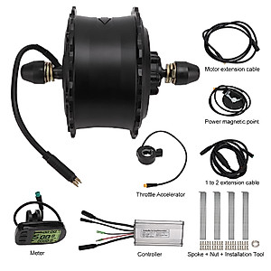VBESTLIFE Electric Snow Conversion Kit, 36V 500W Fat Tire Front Wheel Hub Motor Kit with LCD5 Display Controller Spokes Throttle Accelerator Mounting Accessories (26 inches)