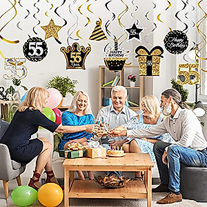 55th Birthday Party Decorations Hanging Swirls Ceiling Decorations Cards Cutouts 55th Birthday Party Shiny Foil Swirls Decorations for 55 Years Old Birthday Ornaments Party Supplies