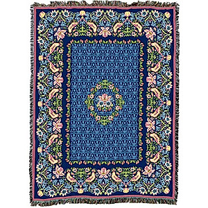 Pure Country Weavers William Morris Strawberry Thief Border Blanket - Arts & Crafts - Gift Tapestry Throw Woven from Cotton - Made in The USA (72x54)