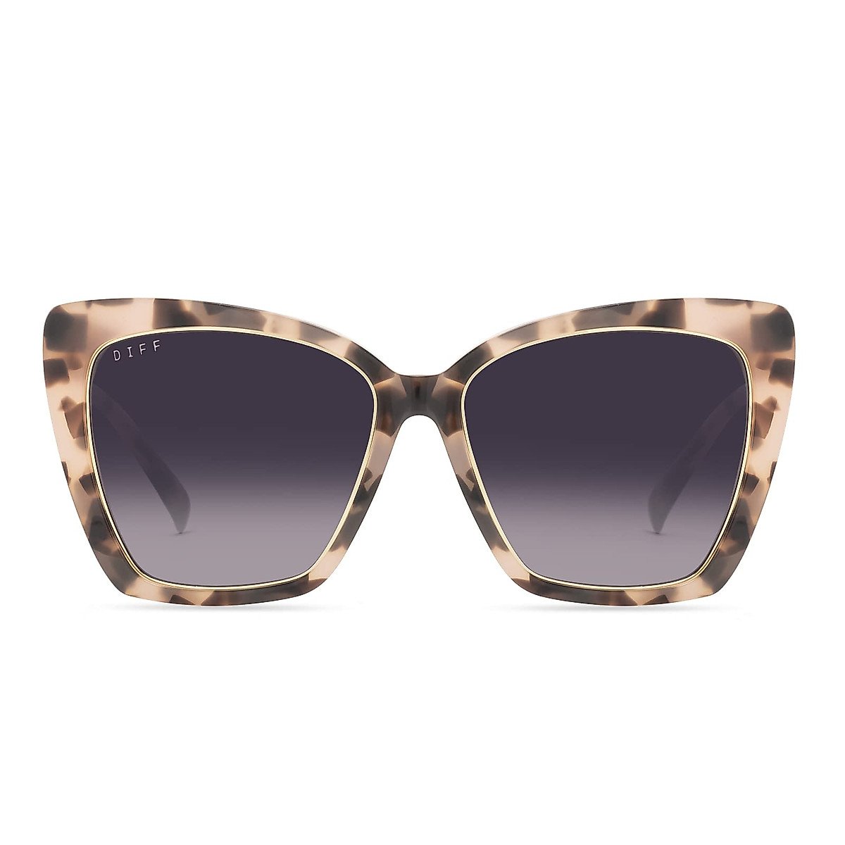 DIFF Becky IV Cat Eye Polarized Sunglasses for Women UV400 Protection, Oversized Designer Eyewear, Himalayan Tortoise + Grey