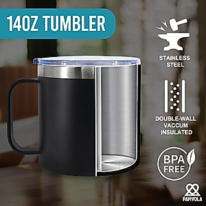 Panvola World's Best Wedding Officiant From Bride Groom Anniversary Souvenir Pastor Minister Insulated Coffee Cup 14oz With Handle And Lid 304 Stainless Steel Camping Travel Thermal Mugs - Black