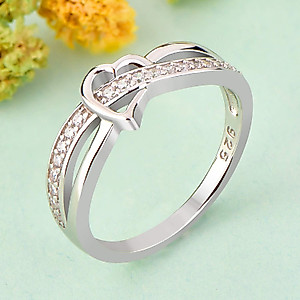 STARCHENIE Infinity Heart Ring for Women 925 Sterling Silver Size7