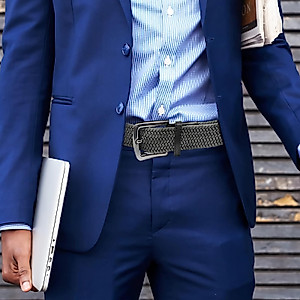 VEASAERS Golf Belts for Men 2 Pack Braided Elastic Fabric Stretch Canvas woven for Men Women Youth Sports Golf Hiking (38"-42" Waist Adjustable, 2 Pack-Black+Gray)