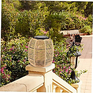 LABRIMP Landscape Light for Lawn Table Hanging LED Rattan Wedding Lights Decoration Handle with Patio Lantern Yard Garden Yellow Solar Lamp Outdoor