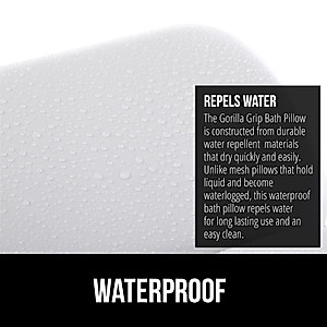 Gorilla Grip Bath Pillow for Tub, Comfortable Bathtub Pillows for Neck Head and Back Support, Strong Suction Waterproof Headrest, Cushion Rest for Curved or Straight Tubs, Spa Accessories, White