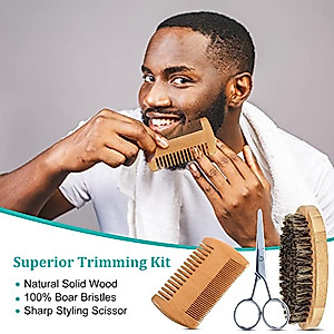 Beard Kit for Men - Beard Grooming Kit with Beard Oil, Beard Balm, Beard Brush, Beard Comb, Mustache Scissors, eBook - Beard Care Kit - Birthday Gifts for Men Dad Boyfriend Husband Brother Fiance Son