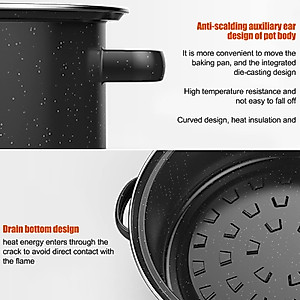 Roasting Pan, Enameled Roasting Pan with Domed Lid Non Stick Enamel Turkey Roaster Pot Round Roaster Pan for Turkey, Chicken, Vegetable(28cm)