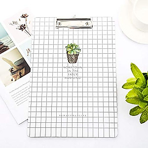 Clipboard A4 Cute Paper Clipboard Wood Document Folder Pad for Office Supplies Writting Exam Clip Board Stationery for School (Color : White 1pc)