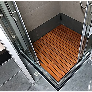 SRNSAEB Wood Bath Mats for Bathroom Floor, Non Slip Wooden Bathmat for Shower, Bathtub, Sauna, Hot Tub, Spa, Portable Front Door Mat (Size : 60x70x4.3cm(23.6x27.6x1.7in))