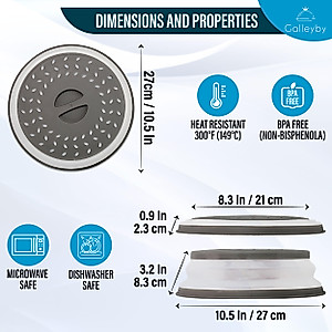 Galleyby Pack of 2 Microwave splatter Covers - Microwave Cover for Food -Space-Saving Design (10.5 Inch) BPA-Free Silicone,Plastic and Dishwasher Safe (Pack of 2)