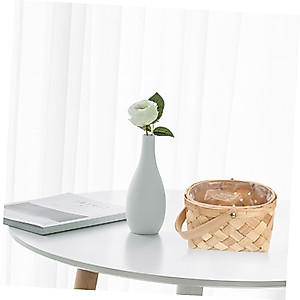 Parliky Wooden Easter Basket Natural Rattan Basket Houseware Storage Basket Wicker Woven Basket Flower Basket Storage Baskets Wood Chip Woven Woodchip Basket Baby Bamboo Storage Box Boy