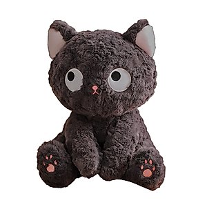 WYEDJHF Cute Black Cat Stuffed Animal Toy, Kawaii Cat Plush Pillow, Black Cat Soft Plushies Throw Pillow for Kids Birthday Christma Halloween Day Gifts Decor (Sitting, 9.8in)